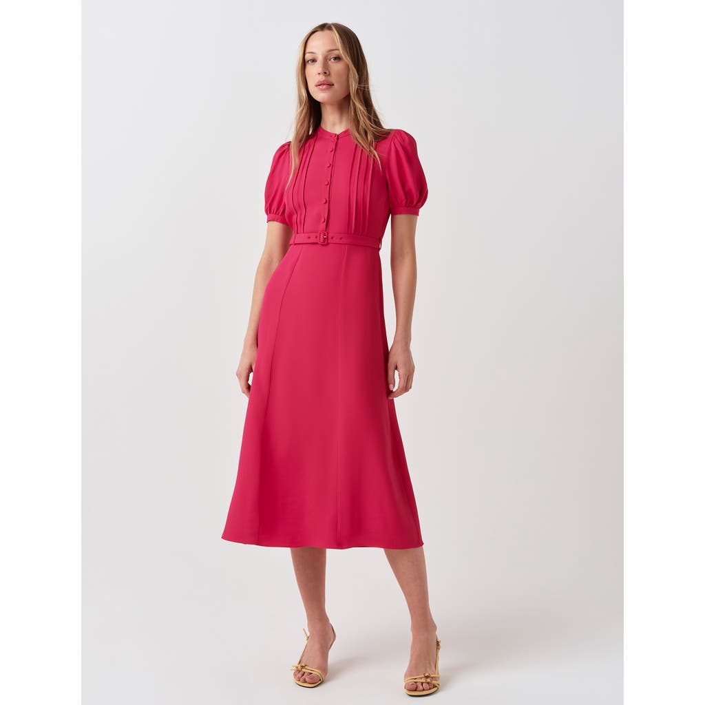GHOST LONDON Ghost London Francis Round Neck Puff Sleeve Crepe Midi Dress